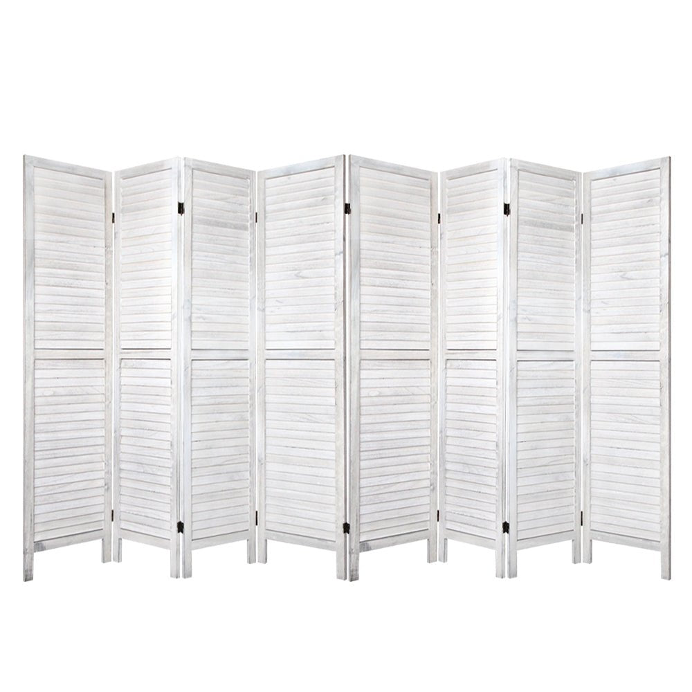Artiss 8 Panel Room Divider Screen 326x170cm Louver White – Wholesale-Plus